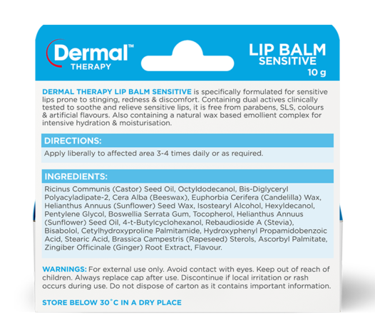 Lip Balm Sensitive | Best lip balm for sensitive lips | Dermal Therapy